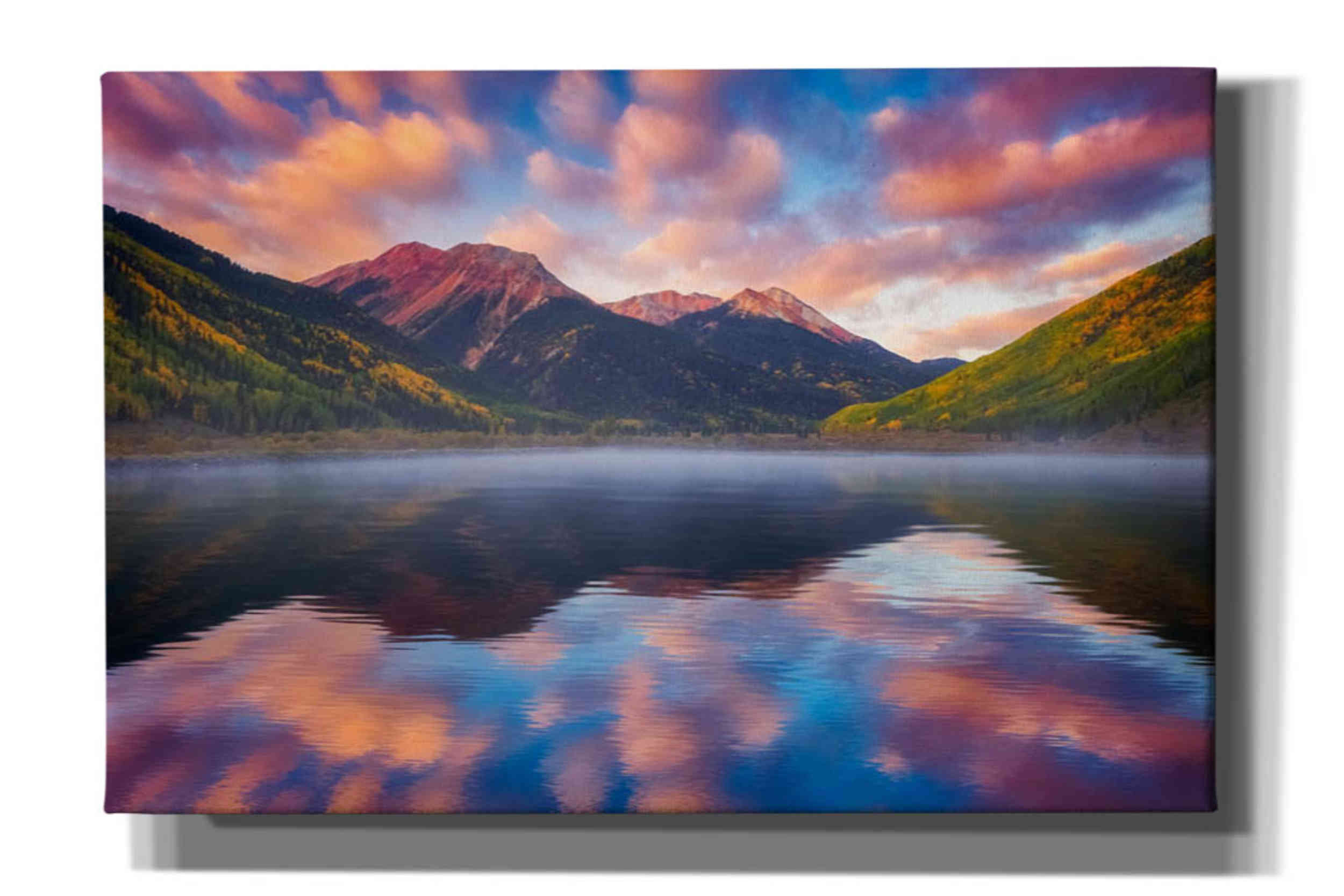 Loon Peak® Red Mountain Reflections by Darren White - Wrapped Canvas Print | Wayfair